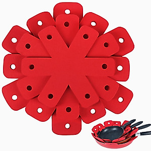 BYKITCHEN Pot Pan Protectors, Larger & Thicker Red Stacking Pot Protectors, Set of 8 and 4 Different Sizes, Pan Pot Separator Pads for Stacking and Protecting Your Cookware(10/12/14/16inch)