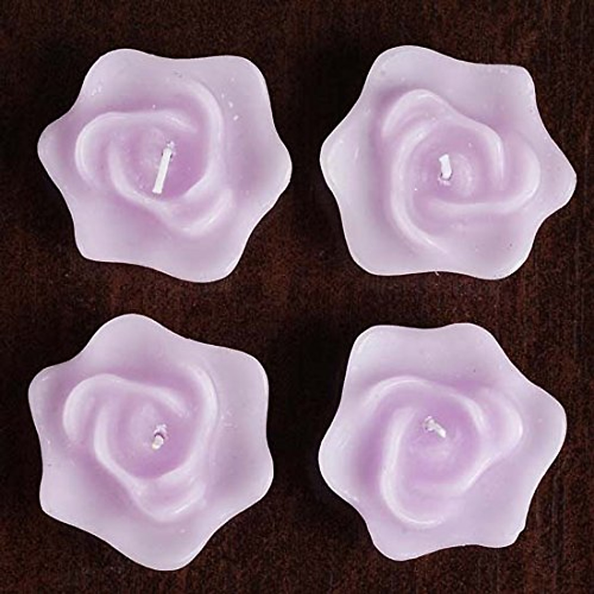 Efavormart Set of 4 Lavender Unscented Floating Rose Candle for Wedding Party Birthday Centerpieces Home Decorations Supplies
