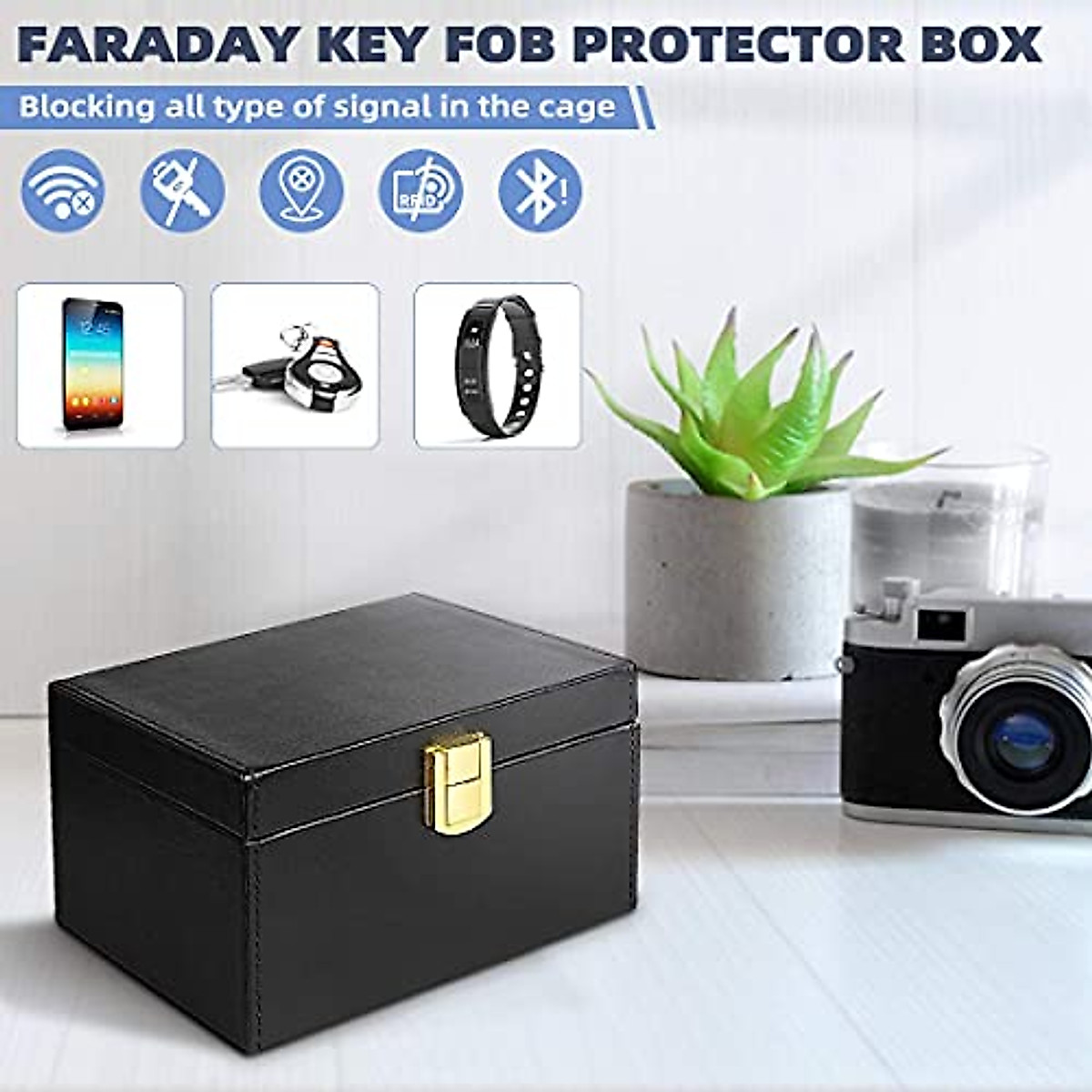 Samfolk Faraday Box with Faraday Pouch 2 Pack, Keyless Entry Car Key Safe Protector RFID Anti-Theft Signal Blocking Cages