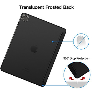 JETech Case for iPad Pro 12.9-Inch (2020/2018 Model, 4th/3rd Generation), Compatible with Pencil, Cover Auto Wake/Sleep (Black)