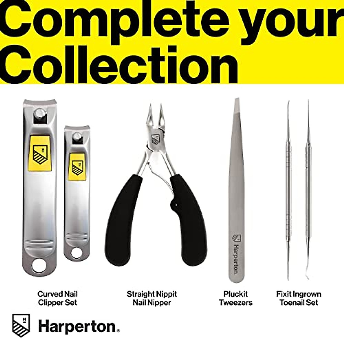 Harperton Nail Clippers Set - 2 Pack Stainless Steel Ingrown Toenail Tool, Professional Fingernail & Toenail Clippers for Thick Nails…