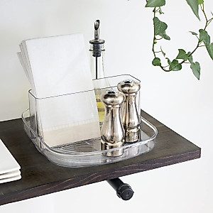 iDesign Linus Plastic Lazy Susan Napkin and Condiments Turntable Holder for Kitchen Countertops and Dining Tables, Clear