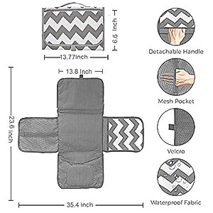 Portable Baby Diaper Changing Pad with Built-in Head Cushion Travel Changing Mat (Basic Pattern)