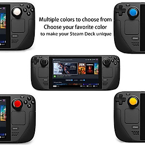 Hosanwell Thumb Grip Set Joystick Caps Compatible with Steam Deck/Nintendo Switch/OLED/Lite, Red/Blue/Black/White/Yellow, 5 Pairs
