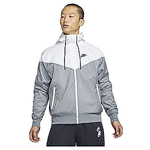 Nike Sportswear Windrunner Men's Hooded Jacket (as1, alpha, s, regular, regular, Smoke Grey/White/Smoke Grey/Black, Small)