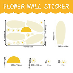 Laoyello Bohemia Large Flower Wall Decals Peel and Stick Daisy Wallpaper Wall Art Stickers Boho Nursery Wall Decal Kids Room Decor