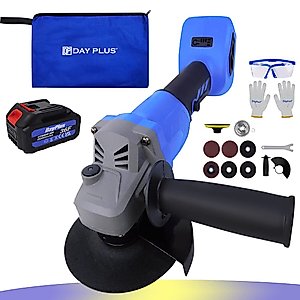 Cordless Angle Grinder with Adjustable 2-Position Handle, 4-1/2-Inch Cordless Brushless Electric Grinder Power Tools with Grinding Wheels, 3.0Ah Battery & Fast Charger Grinder Tool, for Cutting
