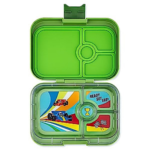 Yumbox Panino Leakproof Bento Lunch Box Container for Kids & Adults (Matcha Green - Race Cars)