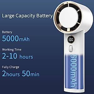 WAFTING Portable Handheld Fan, USB Fan Portable Personal Fan with 100 Speed Adjustable, 5000mAh Battery Rechargeable Mini Fan for Travel Camping Outdoor, Gifts for Women Men