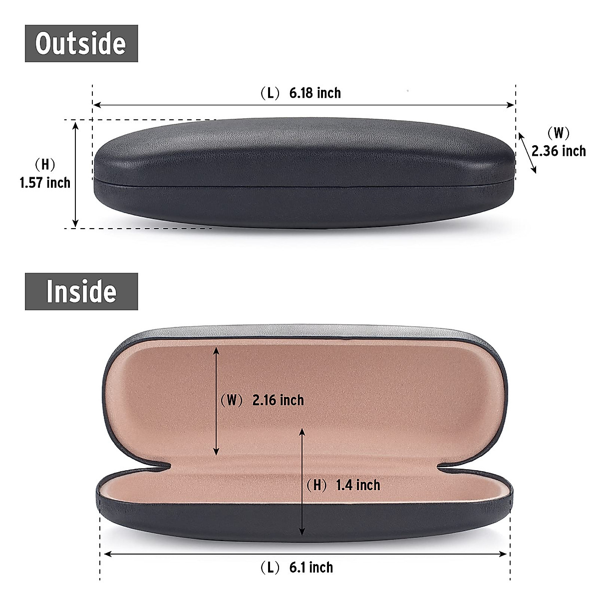 Marvolia Glasses Case Hard Shell Eyeglasses Case PU Leather Protective Case for Sunglasses Eyeglasses with Cleaning Cloth for Men Women - Black