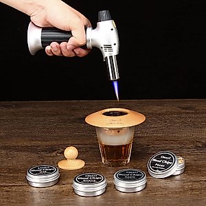 Smoked Old Fashioned Kit, Whiskey Smoker Kit, Cocktail Smoker Kit with Torch, Old Fashioned Smoker Kit, Whiskey Smoker Infuser Kit, Drink Smoker Infuser Kit (Without Butane)
