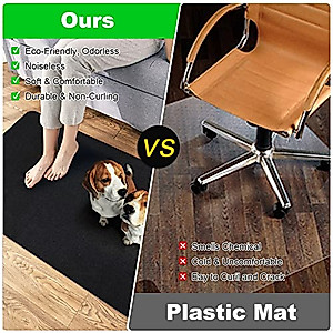 JOENIE Office Chair Mat for Hardwood & Tile Floor, 47"x35" Computer Desk Chair Floor Mat, Easy Glide Low-Pile Rug, Large Anti-Slip Multi-Purpose Floor Protector for Work, Home, Gaming (Black)