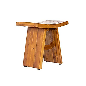 Teak Waterproof Bench - Indoor Outdoor Wood Bench, Shower Bench for Elderly, Indoor and Outdoor, Patio, Garden, Spa