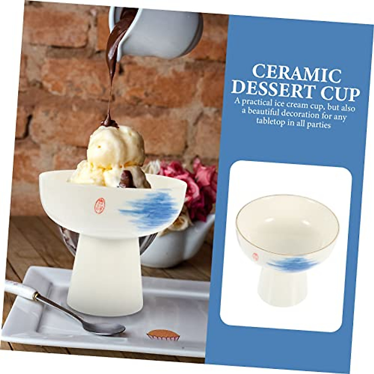 YARNOW 2pcs Goblet Ice Cream Sundae Cups Mini Dessert Cup Glass Dessert Bowls Mini Truffle Bowls Large Trifle Bowl Trifle Cake Footed Dessert Cup Pudding Bowl Ceramic Yogurt Cup Delicate