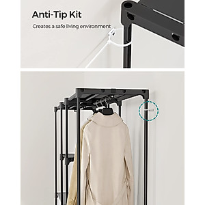 SONGMICS Portable Closet, Freestanding Closet Organizer, Clothes Rack with Shelves, Hanging Rods, Storage Organizer, for Cloakroom, Bedroom, 71.7 x 16.9 x 71.7 Inches, Black URYG037B02