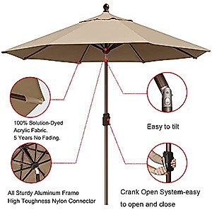 EliteShade USA 10-Year-Non-Fading Sunumbrella 9Ft Market Umbrella Patio Umbrella Outdoor Table Umbrella with Ventilation,Heather Beige