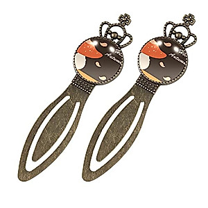 Hello Autumn Cute Hand Drawn Mashroom & Fallen Leaves 2 Packs Metal Book Pages Marks, Crown Shape Bookmarker Clip for Women Men Kids Classroom Boys Girls