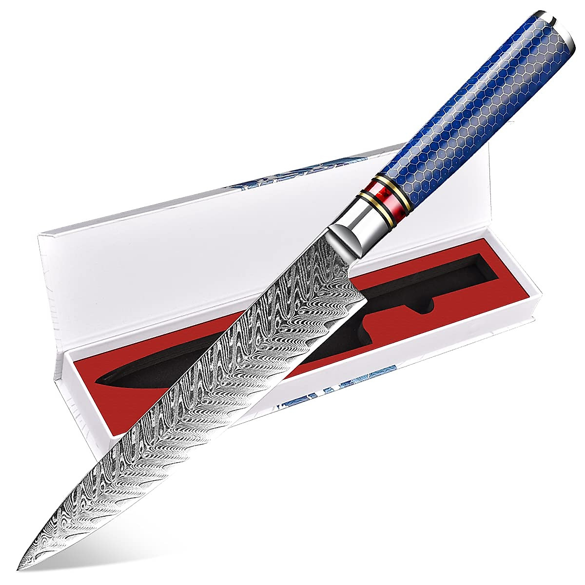 Utility Paring Knife 6 Inch Chef Knife Damascus Chefs Knife Utility Kitchen Knife Fruit Knife Japanese VG10 Kitchen Paring Knives High Carbon 67-Layer Gyuto Chef Knife Chopping Carving Knives