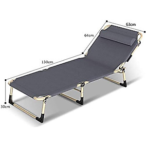 XZGDEN Lightweight Foldable Deck Chair Portable Metal Sun Loungers Leisure Lunch Break Office Outdoor March Sunbed-Blue (Color : Grey)