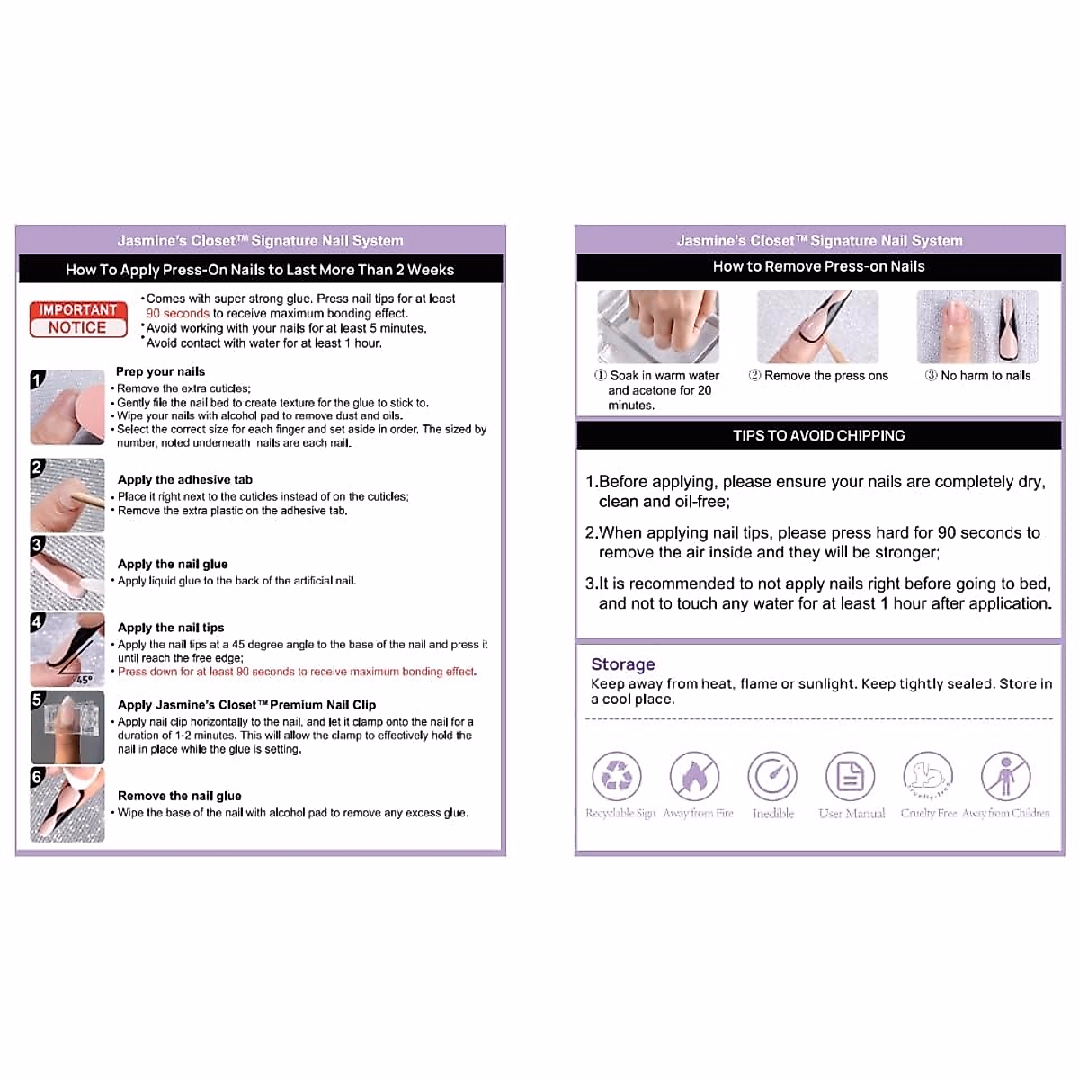 Jasmine’s Closet® Premium Nail Clips (5 Pack) - Eliminate Air Bubbles - Strong, Sturdy & Sets Glue Perfectly - Salon Quality Nails at Home