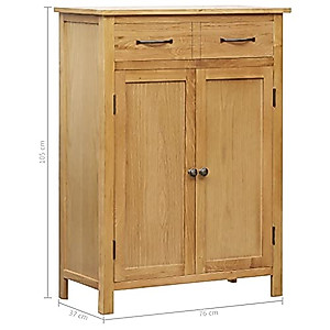 VVLXRIC Wood Storage Cabinet Sideboard Multi-Function Shoes Case with 2 Drawers and 4 Open Shelves, Floor Storage Container for Hallway Dining Room Kitchen or Bedroom 29.9"x14.6"x41.3" Solid Oak Wood