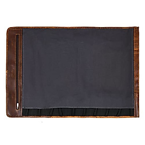 Leather Canvas Knife Roll Storage Bag Expandable 10 Pockets Detachable Shoulder Strap Travel-Friendly Chef Knife Case Roll By Aaron Leather Goods (Pittsburgh, Canvas Leather)