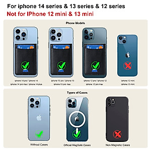 KIHUWEY for MagSafe Wallet Card Holder with Magnetic, Mag Safe Leather Detachable Kickstand RFID Wallet for iPhone 16/15/14/13/12 Pro Max Plus Not for iPhone 13/12 Mini (Black)