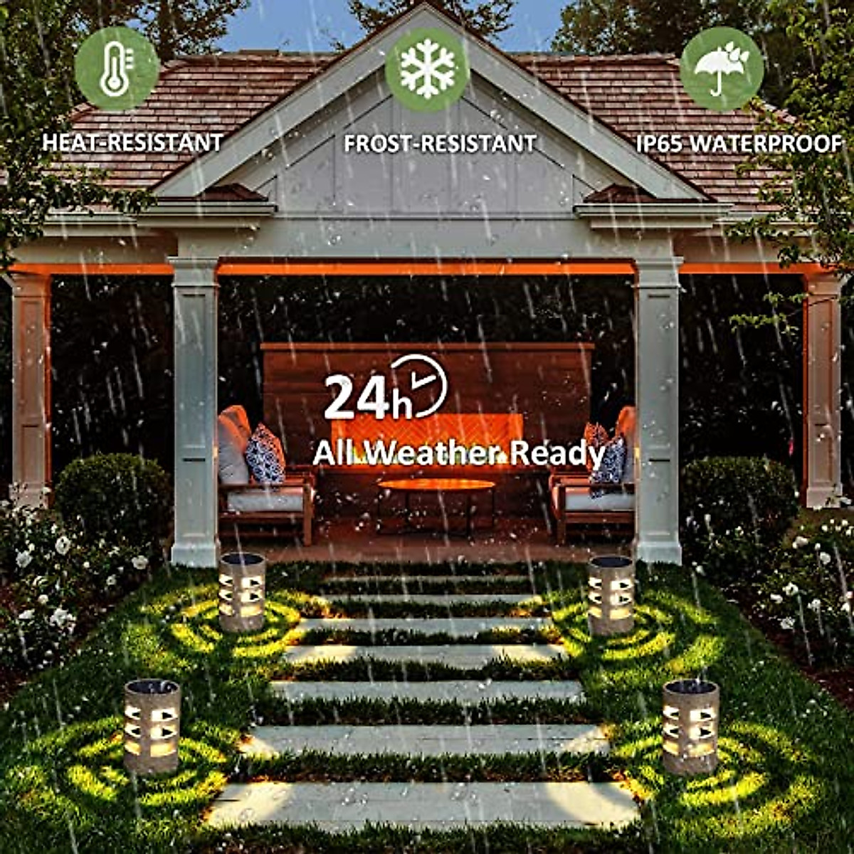 4 Pack Solar Garden Lights Outdoor Waterproof LED, Solar Rock Lights, Solar Yard Lights,Patio Decorative Landscape Lights Christmas Decor,Walkway Solar Lights For Pathway Grassland Backyard Driveway