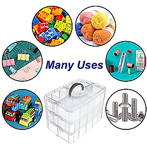 Notgia 3 Tier Stackable Storage Container Box with 30 Compartments Plastic Organizer Box Sewing Box with Dividers for Arts and Crafts Toy Fuse Beads Jewelry Washi Tapes Supplies (9.65" x 6.5" x 7.13")