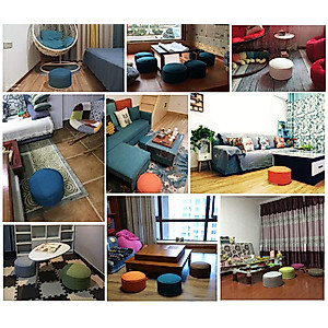 JINGXIN Cotton & Linen Floor Seating Pad Round Futon Stool Case Washable - Diameter 15 inch,Beige