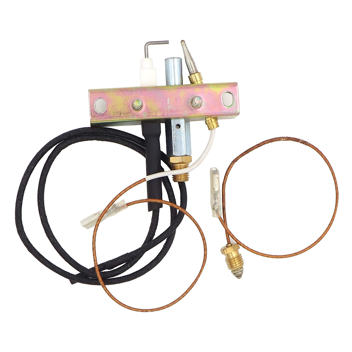 METER STAR Propane Fire Pit Main Control Brass Safety Valve,Gas Room Heater Pilot Burner Assembly Parts Thermocouple Safety Device Ignition Component Pilot Assembly Kit