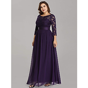 Ever-Pretty Womens Plus Size Lace Evening Formal Dress Elegant Lace Dresses Dark Purple US 20