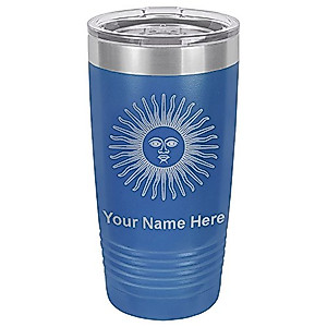 LaserGram 20oz Vacuum Insulated Tumbler Mug, Flag of Argentina, Personalized Engraving Included (Dark Blue)