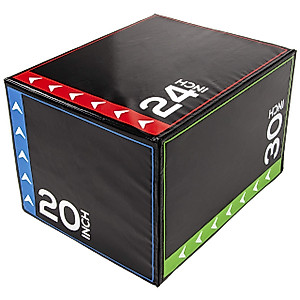 Signature Fitness 20 Inch x 24 Inch x 30 Inch 3 in 1 Foam Plyometric Box Jumping Exercise Trainer, 16-Pound, Reinforced Core