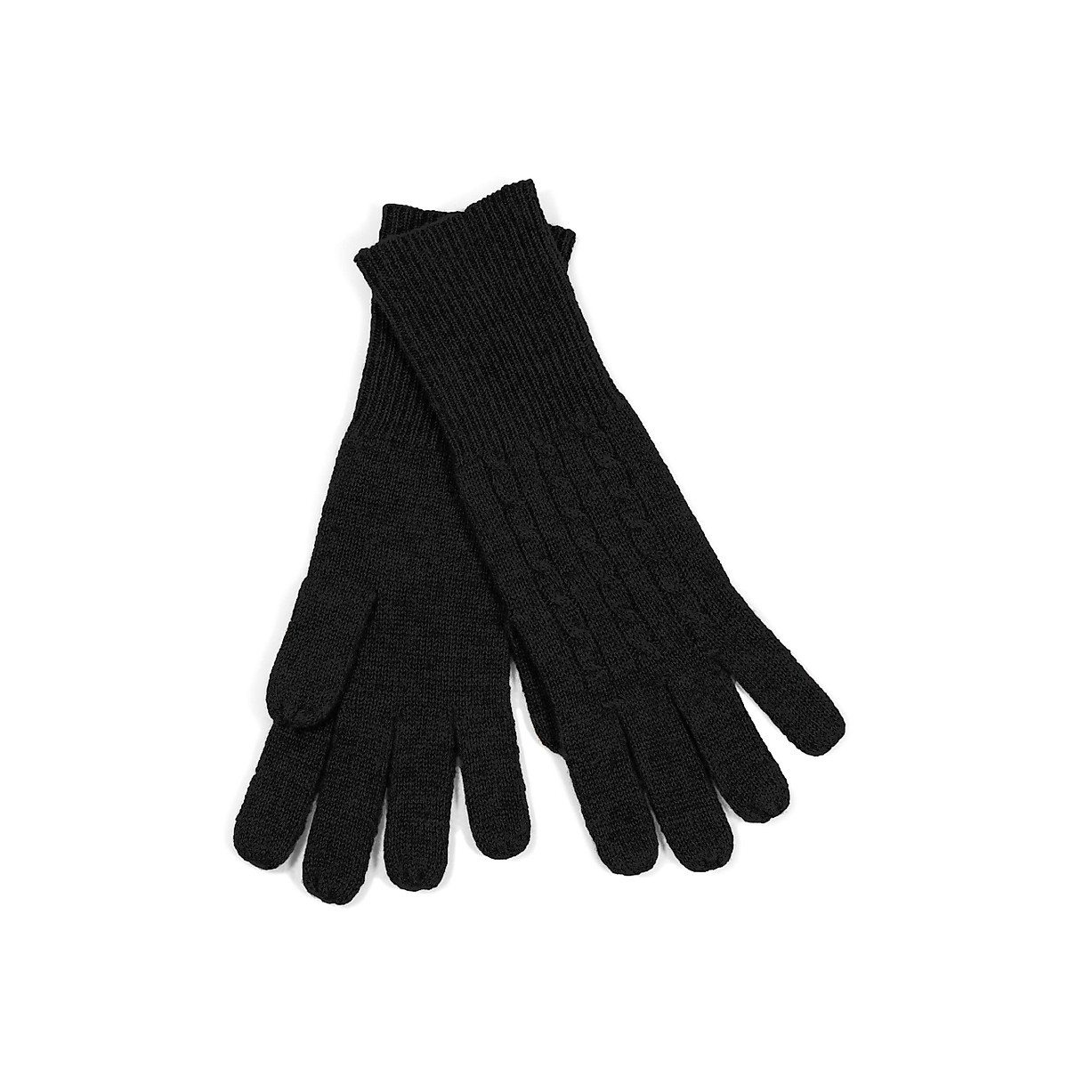 Fishers Finery Women's 100% Pure Cashmere Gloves, Cable with Extended Cuff Black