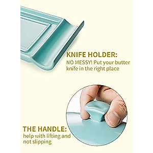 Butter Dish with Lid and Knife Spreader Set - Perfect for East and West Coast Butter, Turquoise - Better Butter & Beyond