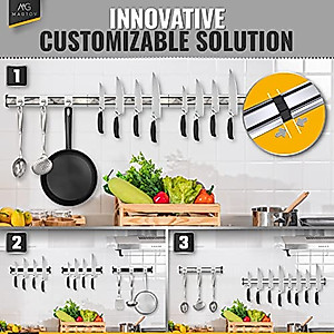 Knife Magnet Holder for Wall (Pack of 3) - Magnetic Knife Strip for Wall 10 inch - magnetic knife holder for Organizing Kitchen Utensils and Small Tools, HeavyDuty Magnetic Strip