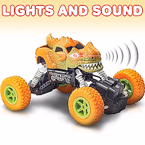 ArtCreativity 7.25” Remote Control Dinosaur Monster Truck Dino RC Toy Car | Battery Operated | Unique Birthday Gift for Boys, Girls, Toddler | Large Carnival Prize