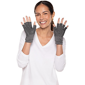 Coolibar UPF 50+ Men's Women's Ouray UV Fingerless Sun Gloves - Sun Protective (Small- Charcoal)