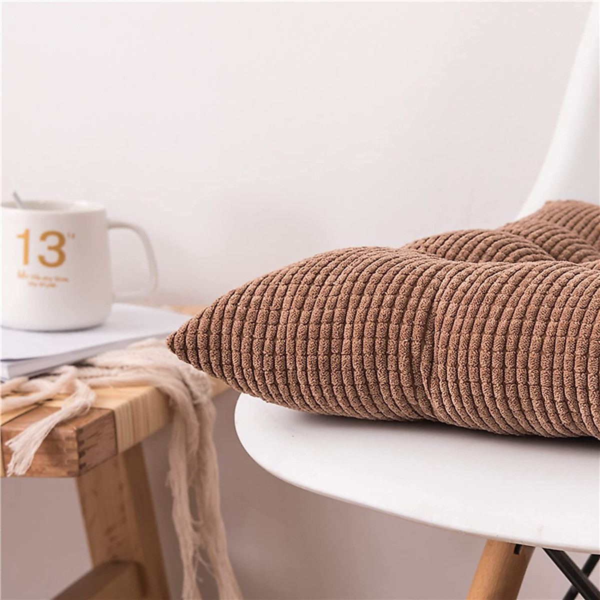 Tophacker Set of 2 Square Chair Pads Indoor Seat Cushions Pillows with Ties Thick Soft Seat Cushion for Kitchen Dining Office Chair (Color : 1, Size : 2PC 40x40x8cm)