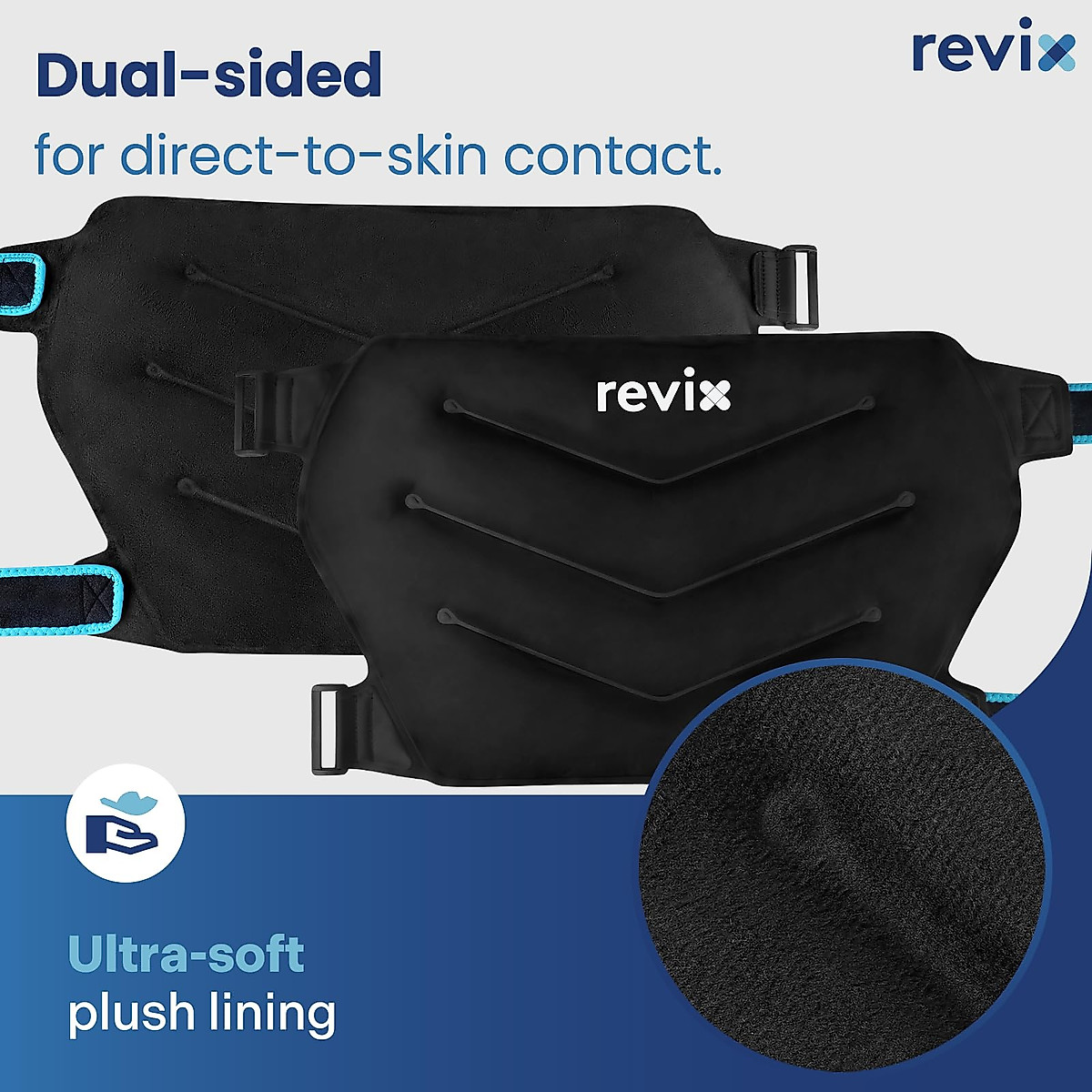 REVIX Extra Large Hip Ice Pack Wrap After Surgery, Reusable Gel Cold Pack for Hip Replacement Recovery, Sciatic Nerve, Cold Therapy Hip Flexor Compression Wrap, Black
