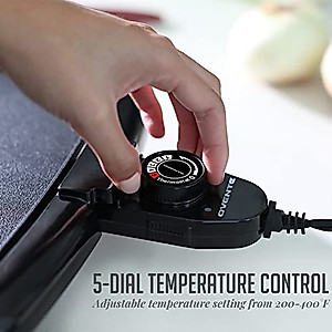 Ovente Electric Indoor Griddle 16 x 10 Inch with Easy Clean Non-Stick Plate and Removable Oil Drip Tray, 1200W Adjustable Temperature Control Perfect for Cooking Pancakes Burgers Eggs, Black GD1610B