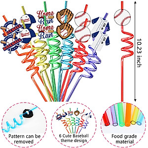 Erweicet Baseball Party Favors Set 72 PCS Baseball Slap Straws Silicone Bracelets Tattoo Stickers Mini Bouncy Balls Toy for Goodie Bag Fillers Baseball Themed Birthday Party Supplies