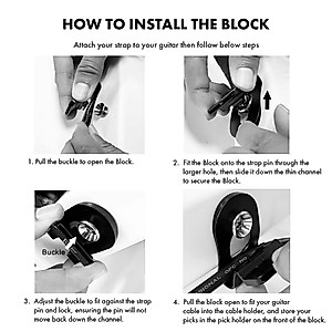 IVU CREATOR Smart 3-in-1 guitar strap locks guitar strap blocks guitar pick holder with non-slip picks and cable hook