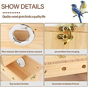 Parakeet Nesting Box Bird Breeding with Perch Wooden Bird House for Cage with Transparent Window for Small Birds Cockatiel Lovebirds(7.8Inch x 4.6Inch x 4.7Inch)