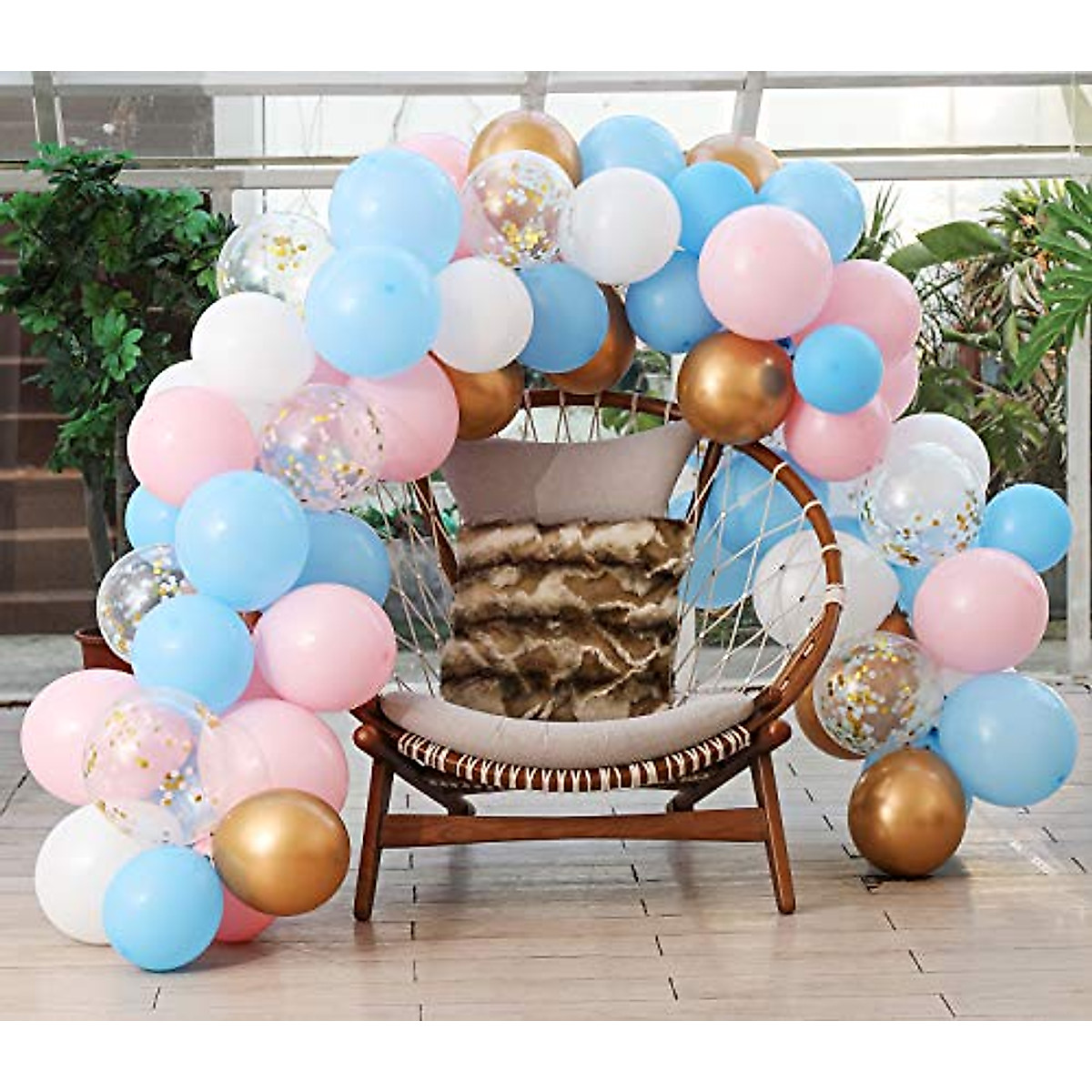 Gender Reveal Balloon Garland Kit, Gender Reveal Party Supplies Balloons Backdrop Including Light Blue Pink Gold Confetti Balloons for Gender Reveal Party Decorations