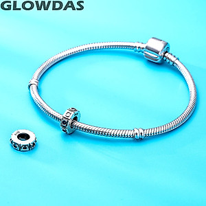 Letter C Spacer Charms, Initial C Alphabet Rubber Stopper Beadas in Vintage 925 Sterling Silver, fits Pandora Moments Bracelet, Personalized Gift for Couple/Christmas