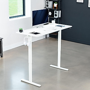 VIVO Electric 55 x 24 inch Stand Up Desk, Complete Height Adjustable Standing Home & Office Workstation with Memory Controller, White Top, White Frame, DESK-E155TW