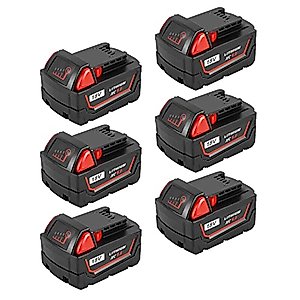Aoasur 6-Pack 6.0Ah 18V Battery Replacement for Milwaukee M - 18 Battery