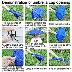 NEW-Vi Umbrella Hat, 25 inch Hands Free Umbrella Cap for Adults and Kids, Fishing Golf Gardening Sunshade Outdoor Headwear